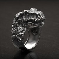 Triceratops Dinosaur Skull Fossil Ring. Jurassic Ring Adjustable Size ...
