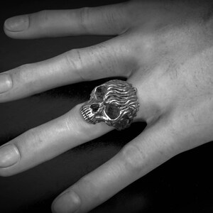 Flame Skull Ring, Fire Ring, Smoke Skull, Fire Skull, Biker Ring, Man ...
