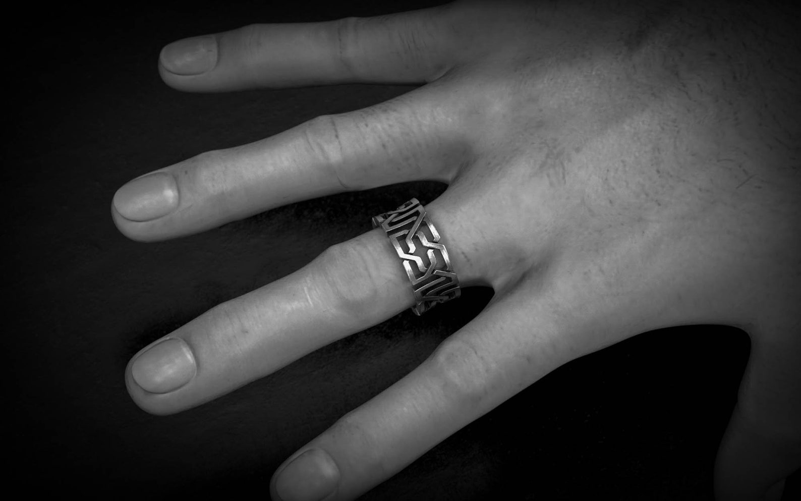 Geometric Pattern Ring, Wedding Band Ring, Filigree Style, Unique Ring ...
