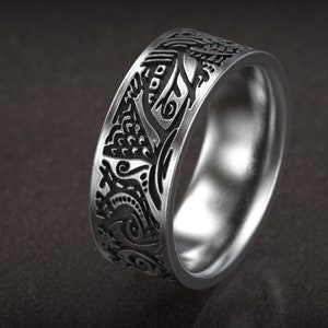 Aztec Pattern Ring , Mens Ring , Mayan Wedding Ring , 925 Sterling ...