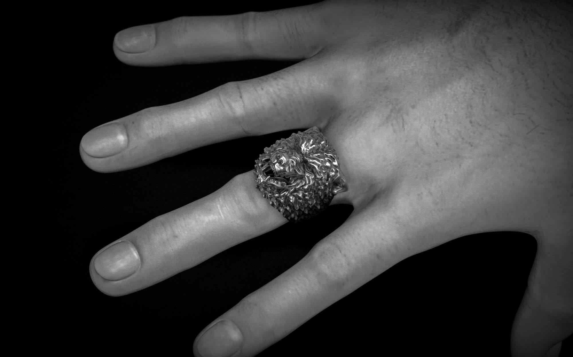 Angry Wolf Ring, Mens Gift, Silver Wolf Ring, Punk Ring, 3d Printed ...