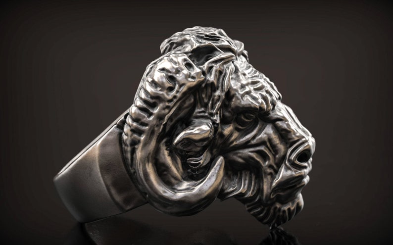 Silver Bison Ring Bison Head Ring Ram Head Ring Men - Etsy