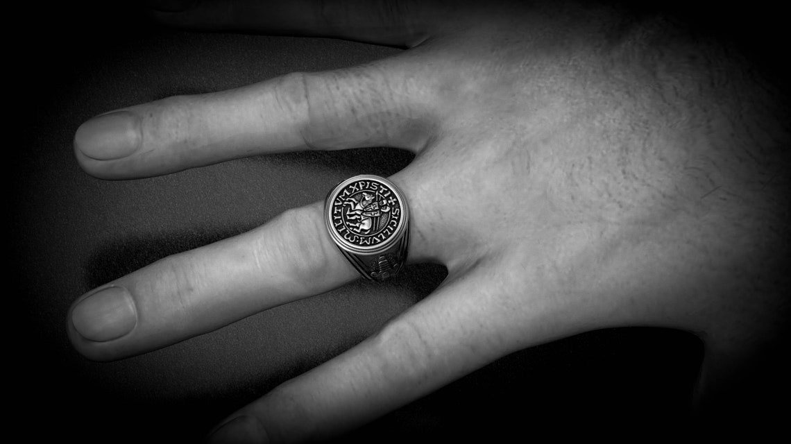 Medieval Knights Templar Ring Mens Ring Seal of Knights - Etsy