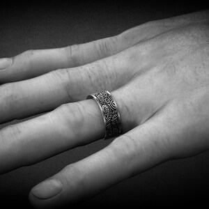 Aztec Pattern Ring , Mens Ring , Mayan Wedding Ring , 925 Sterling ...