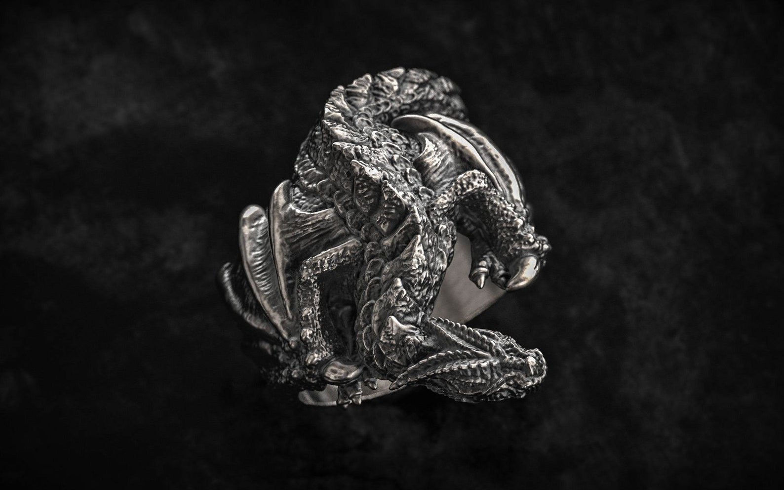 Winged Dragon Ring, Handmade Sterling Silver Ring, Unique Ring for Man ...