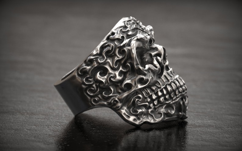 Flame Skull Ring, Fire Ring, Fire Skull, Biker Ring, Man Ring, Punk ...
