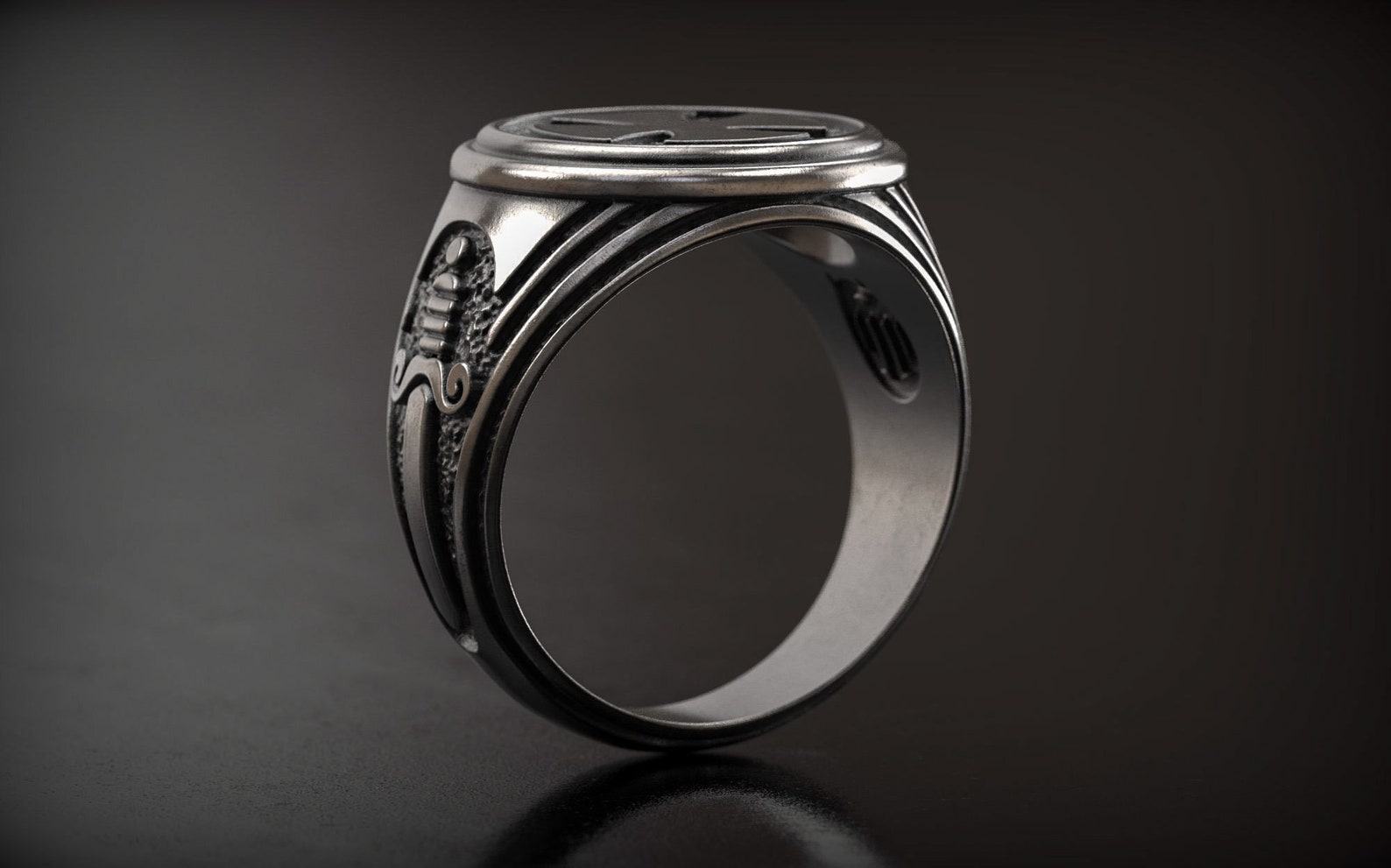 Medieval Knights Templar Ring, Mens Ring, Seal of Knights Templar, 3D ...