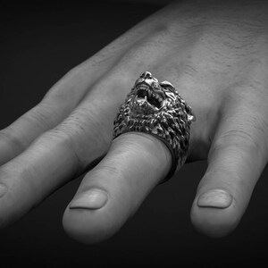 Angry Wolf Ring, Mens Gift, Silver Wolf Ring, Punk Ring, 3d Printed ...