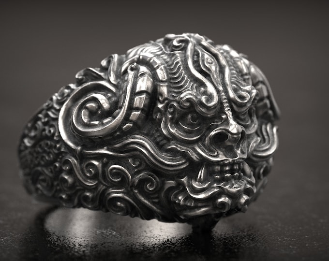 Oni Ring Mens Gift Japanese Tradition Japanese Demon - Etsy