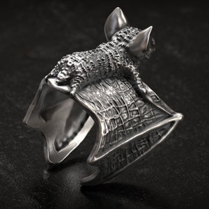 Adjustable Bat Ring, Bat Jewelry, Bat Lover Gift, Silver Bat Ring ...