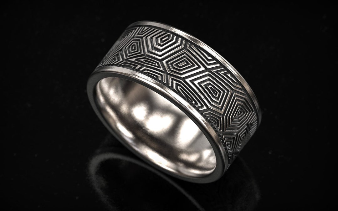 Turtle Pattern Ring , Mosaic Turtle, Mens Ring , Turtle Back Pattern ...