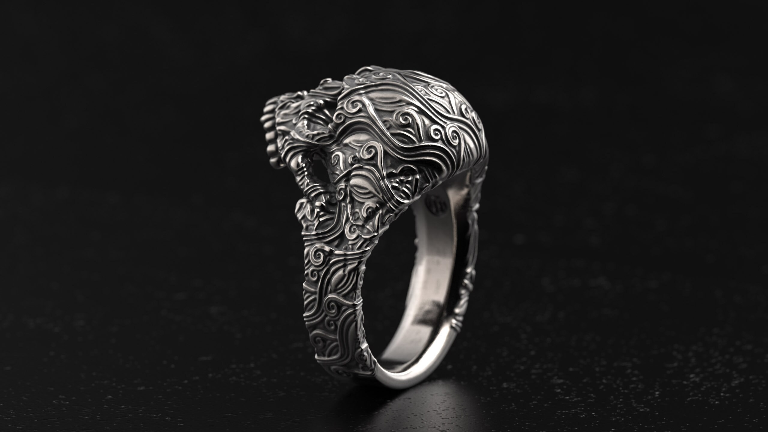 Japanese Pattern Skull Ring, Japanese Ornament, Traditional Ornamental ...