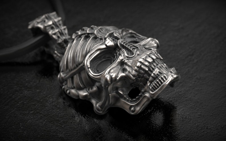 H.R. Giger Inspired Skull Bone Skull Pendant Prometheus - Etsy