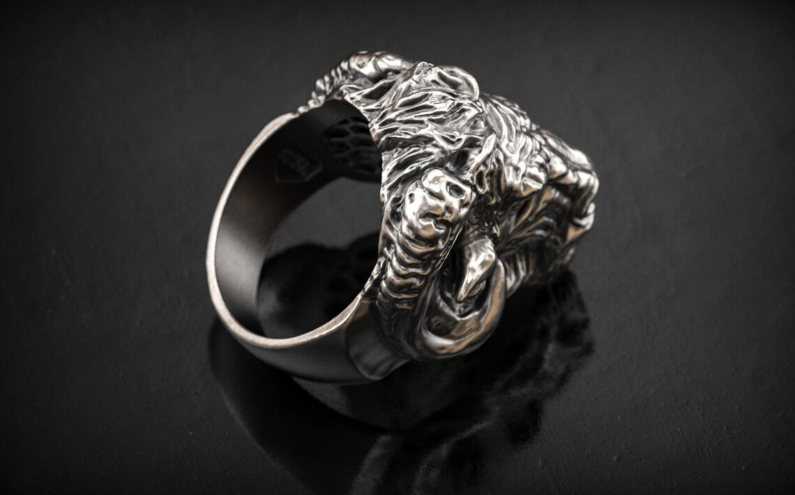 Silver Bison Ring Bison Head Ring Ram Head Ring Men - Etsy
