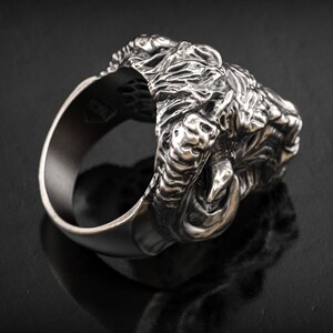 Silver Bison Ring, Bison Head Ring, Ram Head Ring, Men Jewelry, Large ...