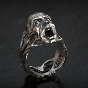 Screaming Face Ring, Face Ring, Scream Ring, Biker Ring, Human Face ...