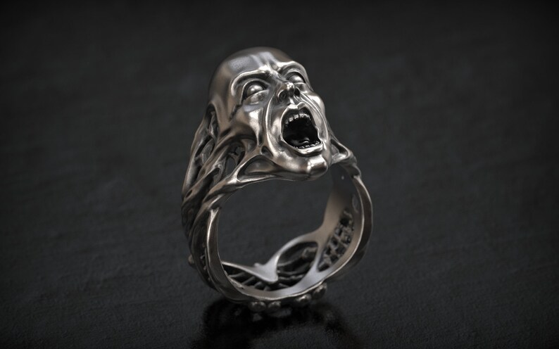 Screaming Face Ring Face Ring Scream Ring Biker Ring Human - Etsy