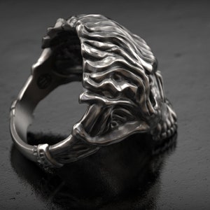 Flame Skull Ring, Fire Ring, Smoke Skull, Fire Skull, Biker Ring, Man ...