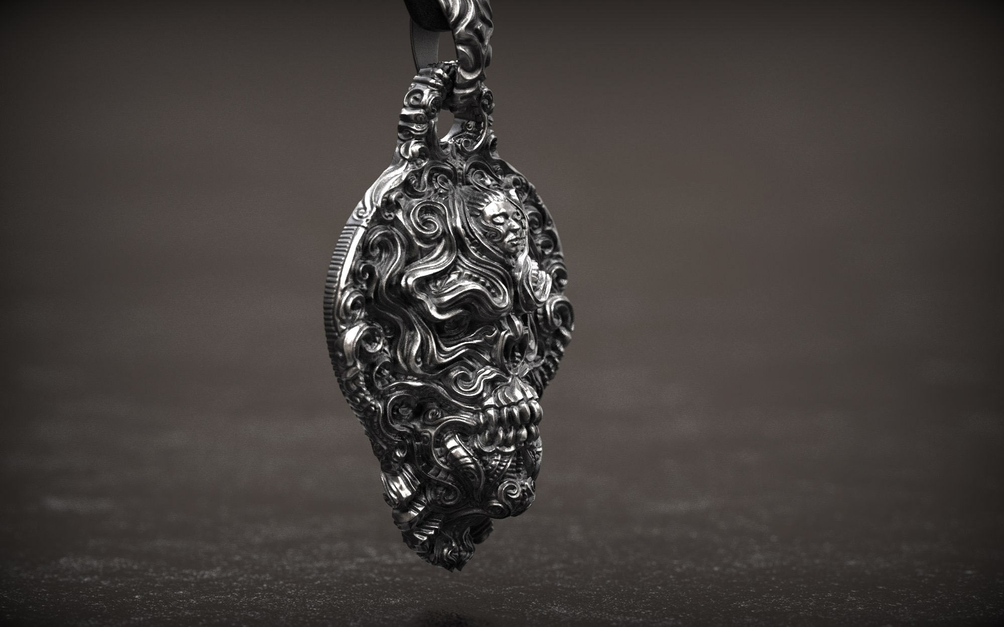 Smoke Demon Pendant Demon Gift Silver Pendant 3D Print 3d - Etsy