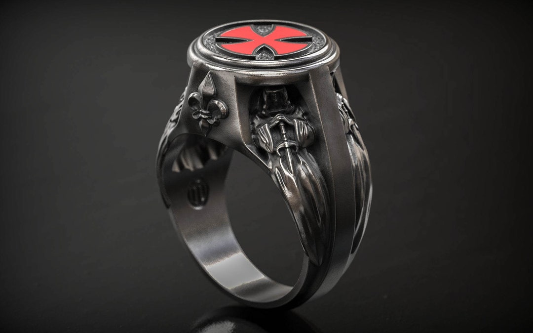 Medieval Knights Templar Ring, Mens Ring, Seal of Knights Templar ...