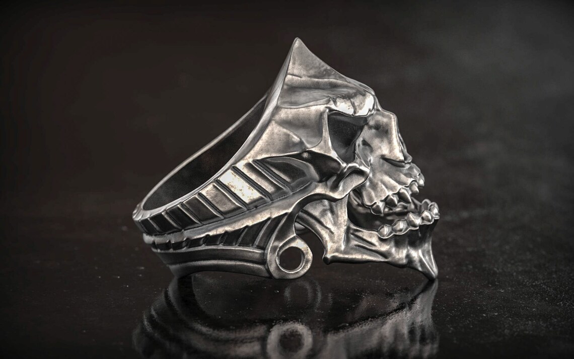 Evil Skull Ring, Old Skull Ring, Demon Skull, Biker Ring, Mans Ring ...