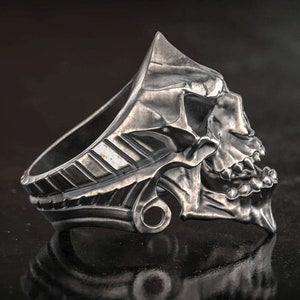 Evil Skull Ring, Old Skull Ring, Demon Skull, Biker Ring, Mans Ring ...