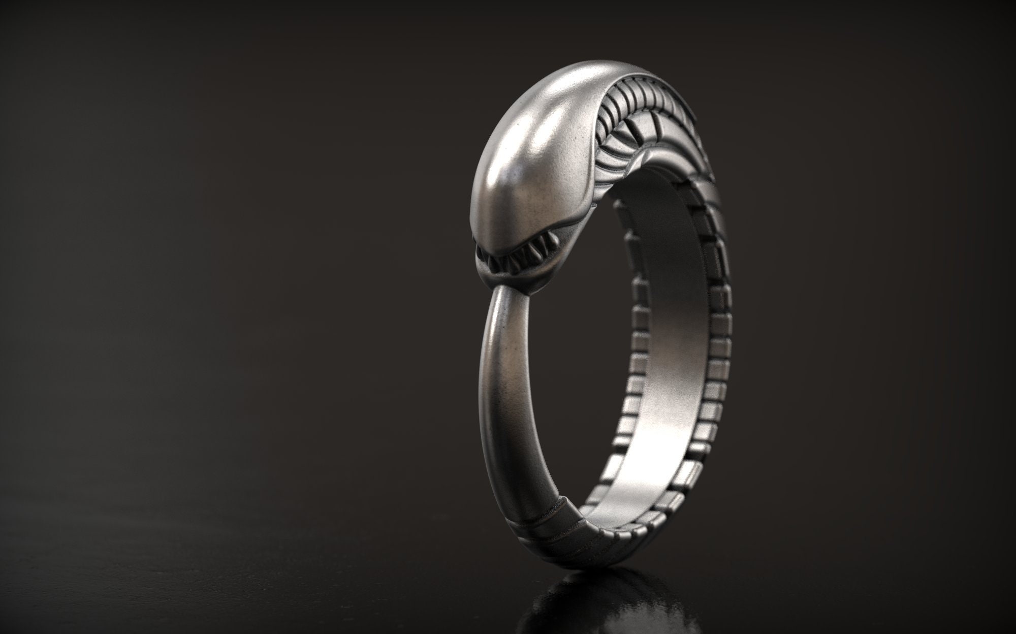 H.R. Giger Inspired Alien Newborn Ring Stylized Alien - Etsy UK