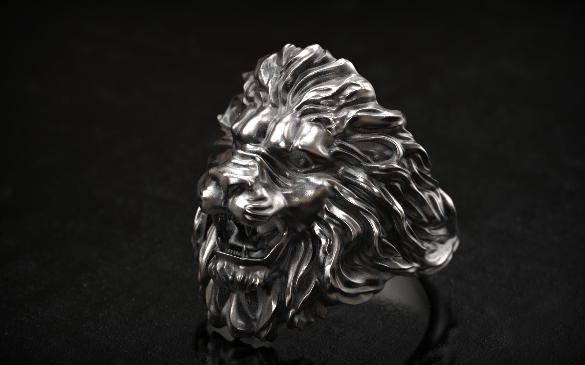 Angry Lion Ring Mens Gift Silver Lion Ring Lion Head Ring | Etsy