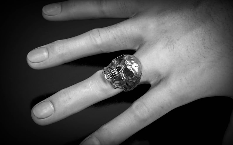Simple Evil Skull Ring, Old Skull Ring, Demon Skull, Biker Ring, Mans ...