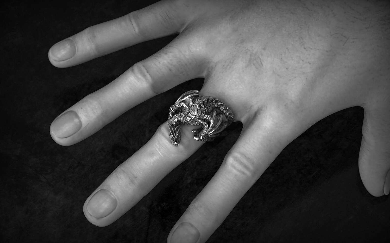 Winged Dragon Ring, Handmade Sterling Silver Ring, Unique Ring for Man ...
