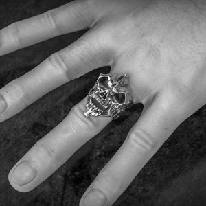Evil Skull Ring, Old Skull Ring, Demon Skull, Biker Ring, Mans Ring ...