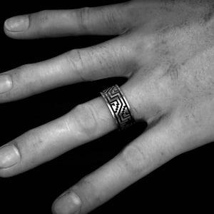 Aztec Pattern Ring , Mens Ring , Mayan Wedding Ring , 925 Sterling ...