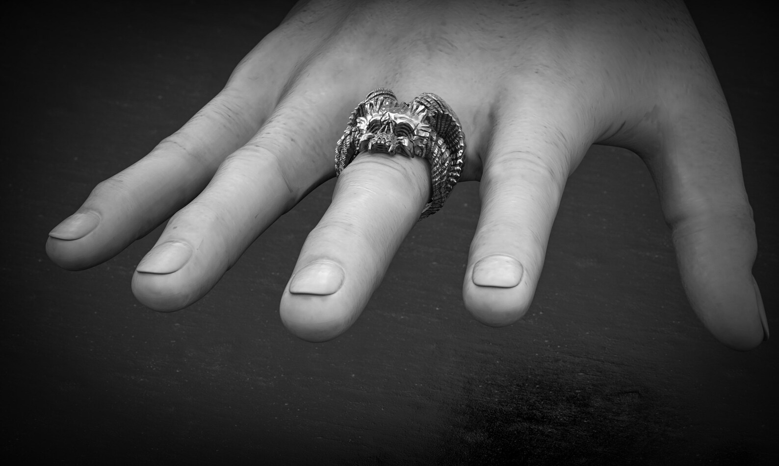 Horned Skull Ring , Demon Skull, Biker Ring , Man Ring ,evil Skull Ring ...