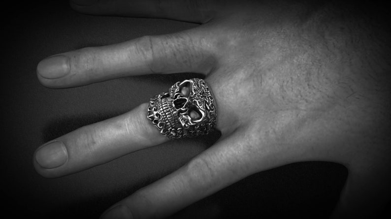 Flame Skull Ring Fire Ring Fire Skull Biker Ring Man Ring - Etsy
