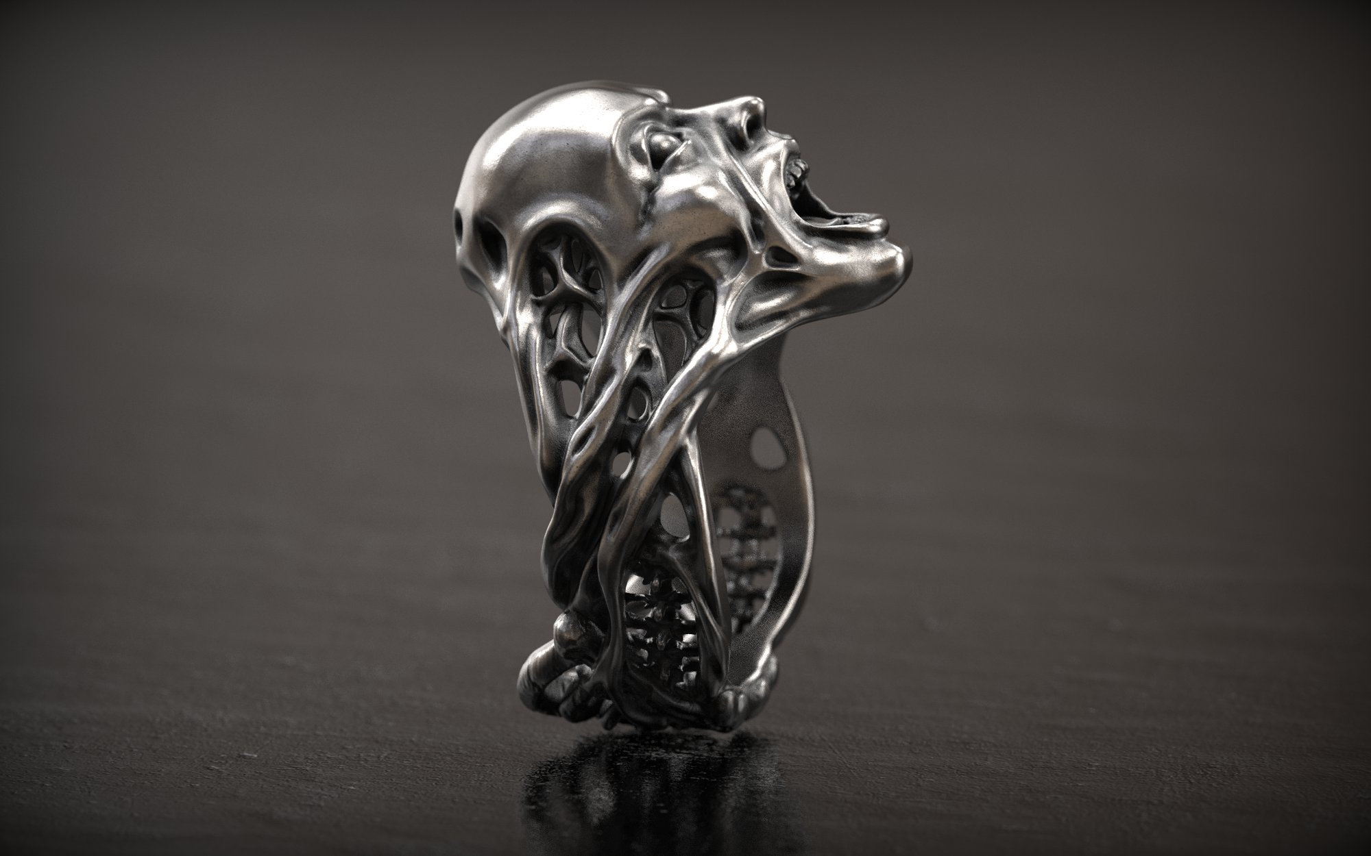 Screaming Face Ring, Face Ring, Scream Ring, Biker Ring, Human Face ...