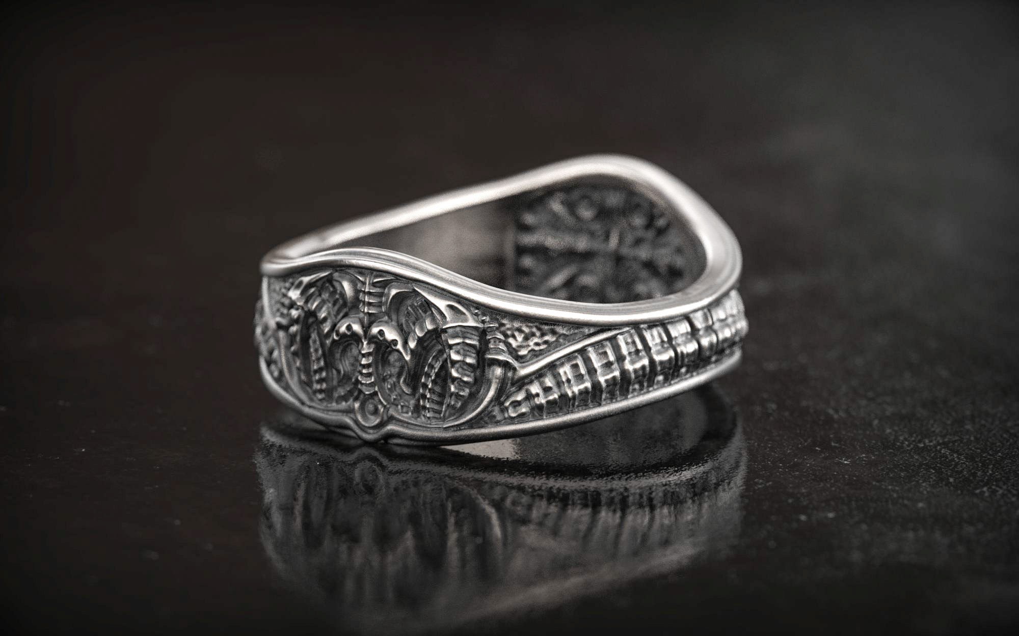 H.R. Giger Inspired , Biomechanical Band Ring, Engagement Ring ...
