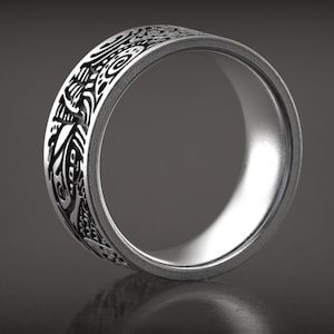Aztec Pattern Ring , Mens Ring , Mayan Wedding Ring , 925 Sterling ...