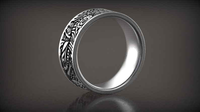 Aztec Pattern Ring , Mens Ring , Mayan Wedding Ring , 925 Sterling ...