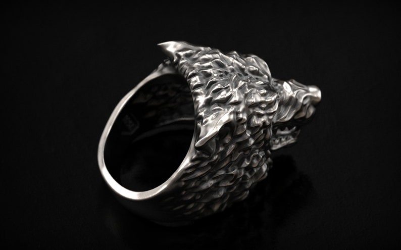 Angry Wolf Ring, Mens Gift, Silver Wolf Ring, Punk Ring, 3d Printed ...