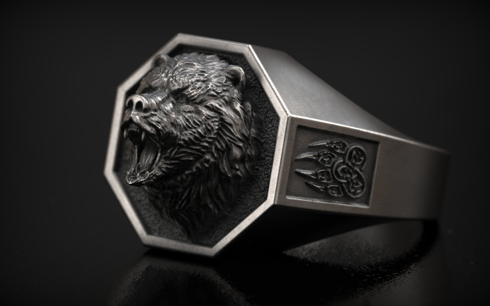 Celtic Bear Ring Bear Head Ring Wild Bear Ring Men Jewelry - Etsy UK