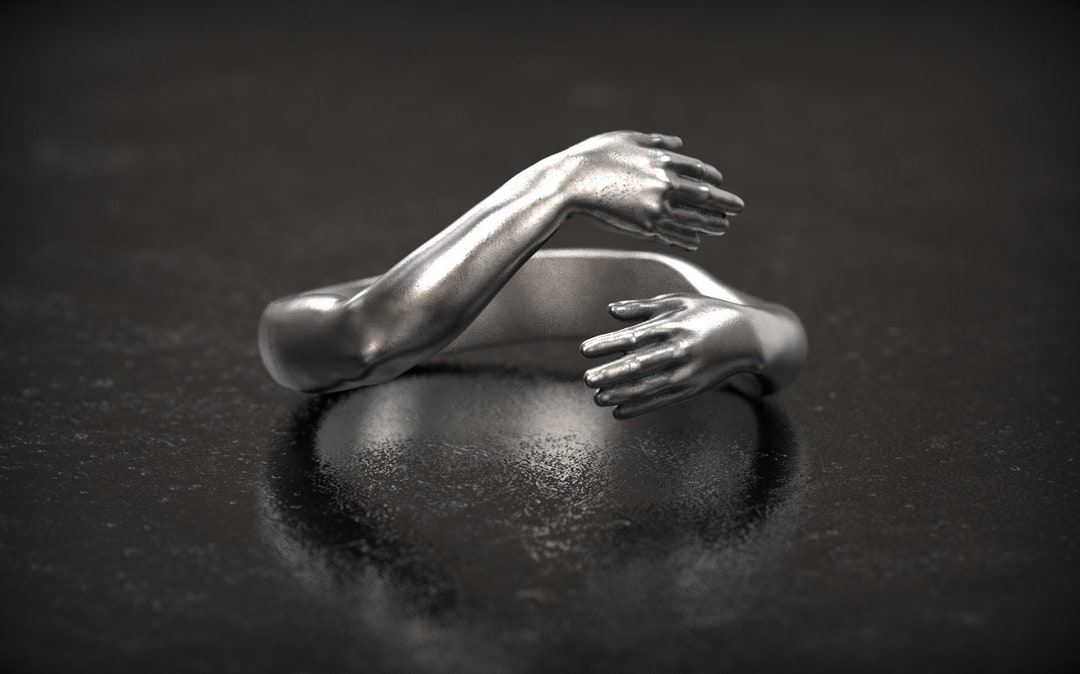 Love Hug Ring, Hug Hand Ring, Adjustable Hug Ring, 925 Sterling Silver ...