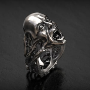 Screaming Face Ring, Face Ring, Scream Ring, Biker Ring, Human Face ...