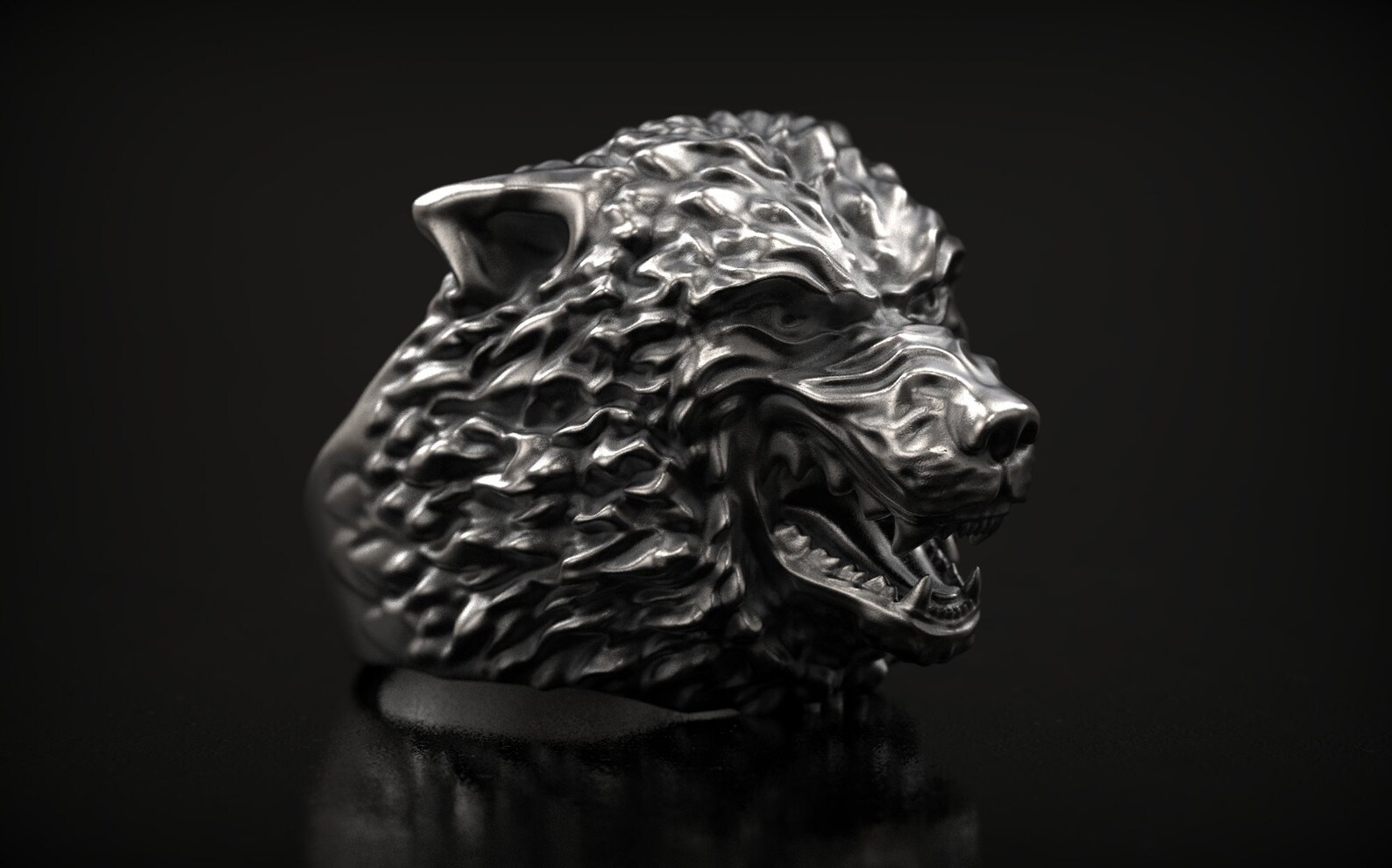 Angry Wolf Ring, Mens Gift, Silver Wolf Ring, Punk Ring, 3d Printed ...