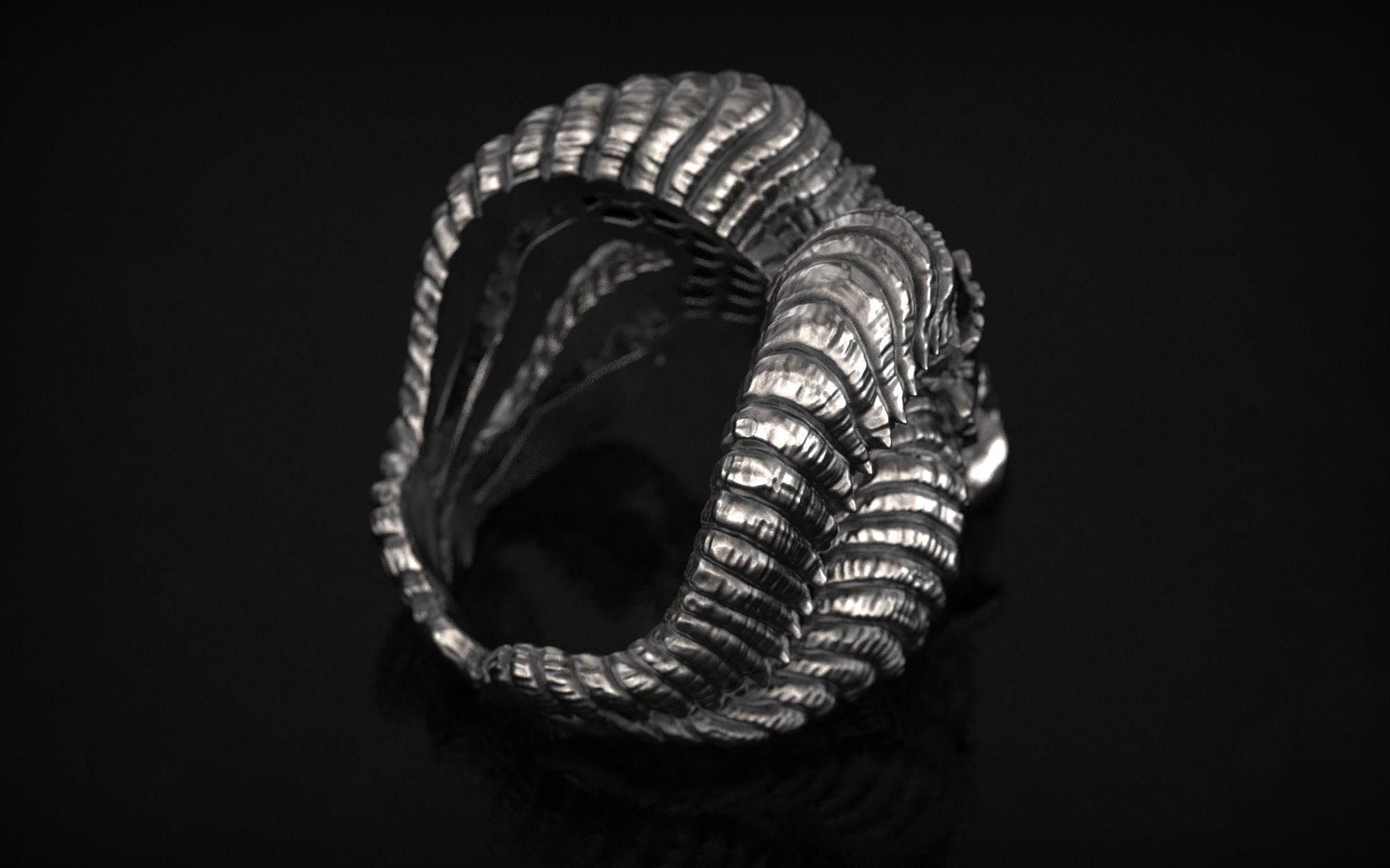 Horned Skull Ring , Demon Skull, Biker Ring , Man Ring ,evil Skull Ring ...