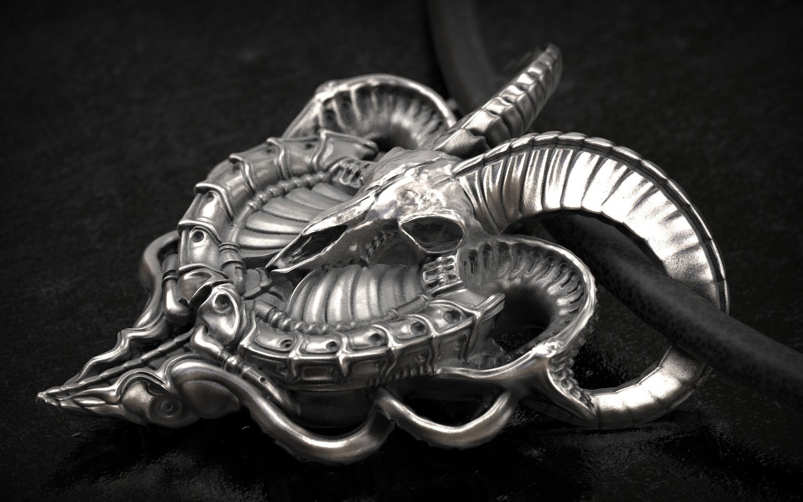 H.R. Giger Inspired Goat Skull Pendant Biomechanic Goat | Etsy