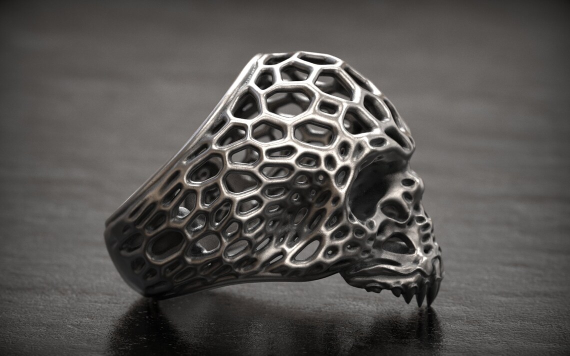 Voronoi Skull Ring Vampire Skull Ring Gothic Skull Ring - Etsy