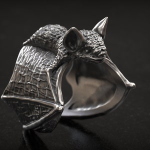 Adjustable Bat Ring, Bat Jewelry, Bat Lover Gift, Silver Bat Ring ...
