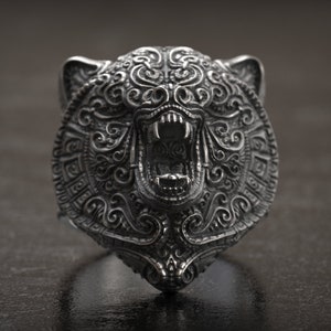 Bear Ring, Silver Bear Ring, Totem Bear, 3D Print, 3d Printed Jewelry ...