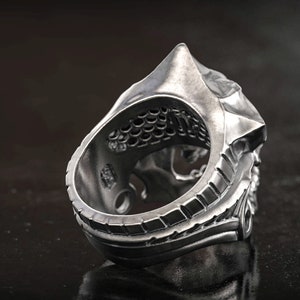 Evil Skull Ring, Old Skull Ring, Demon Skull, Biker Ring, Mans Ring ...