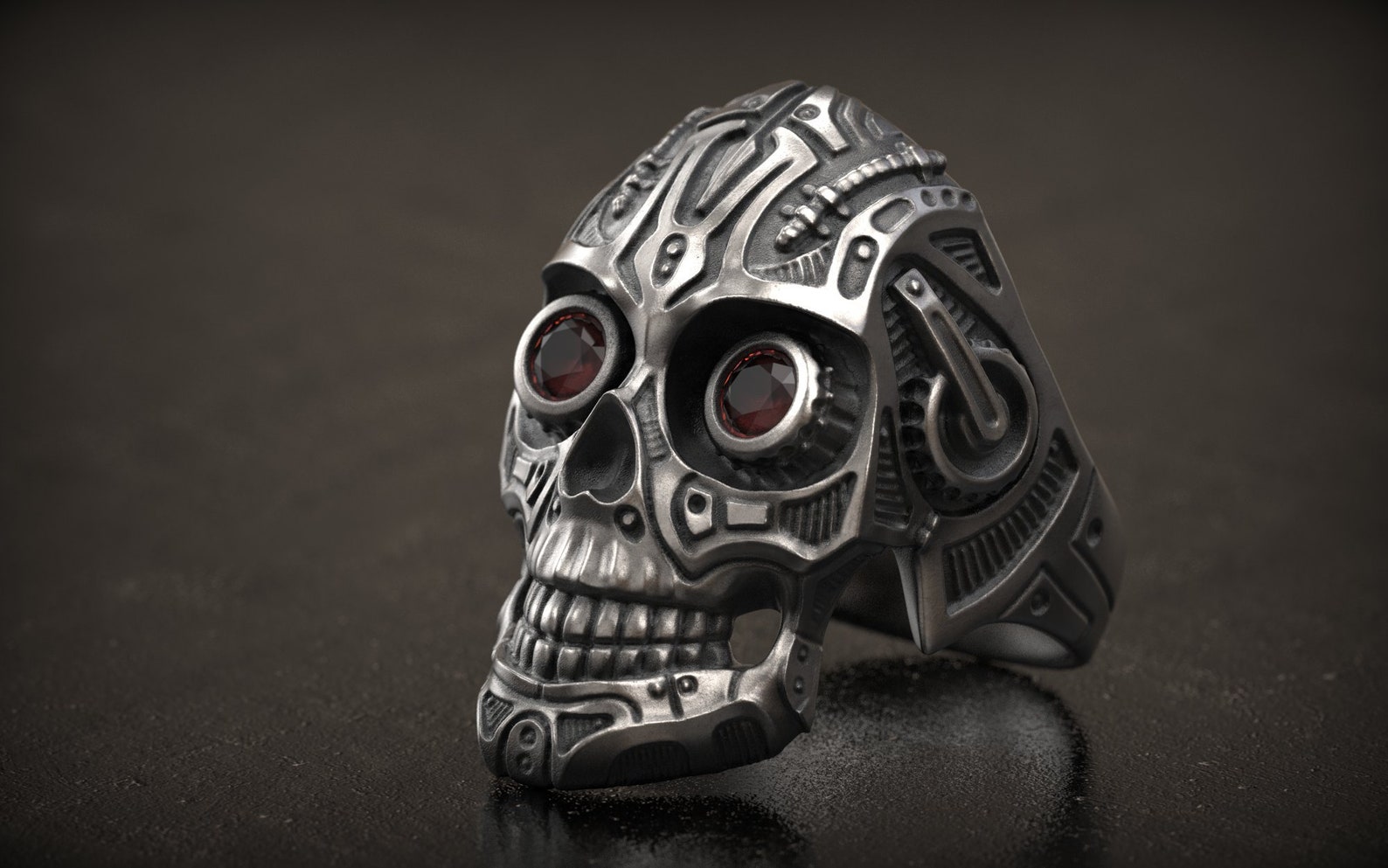 Robotic Skull Mechanical Ring Robot Skull Ring Mens Ring | Etsy